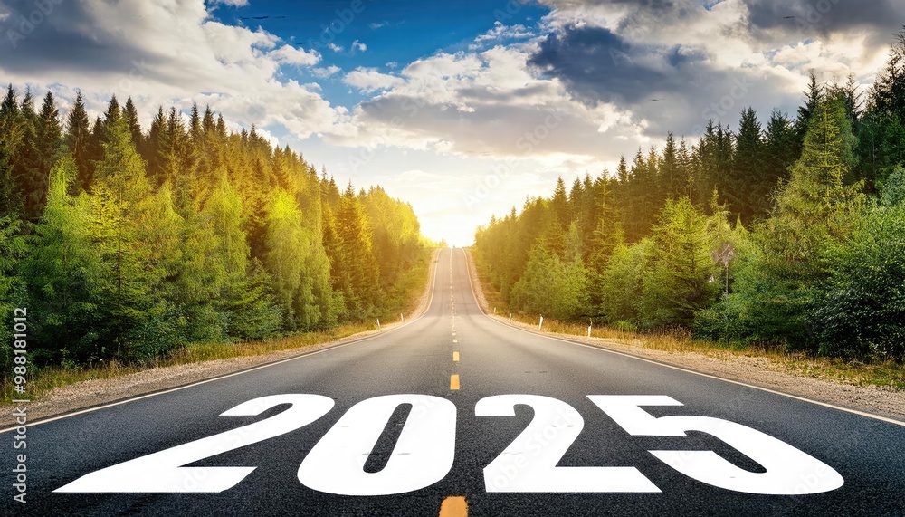 Sign in the forest, Happy New Year 2025, The Road to 2025: A Journey ...