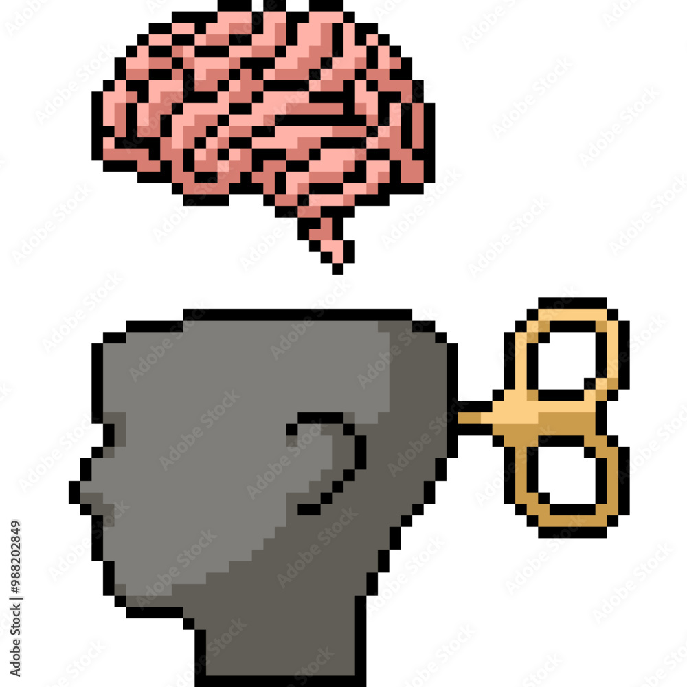 pixel art of brain idea symbol Stock Vector | Adobe Stock