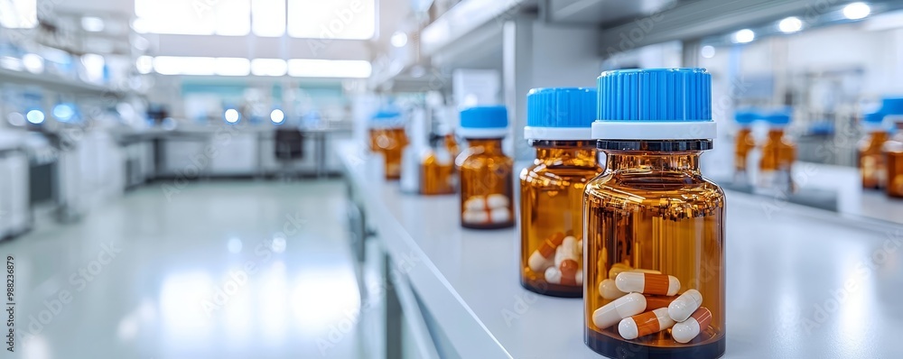 Modern pharmaceutical facility featuring sophisticated machinery and ...