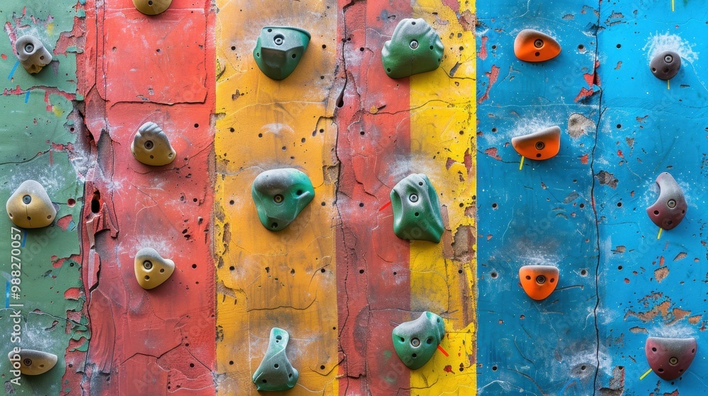 Climbing Wall: A vertical structure featuring handholds and footholds ...