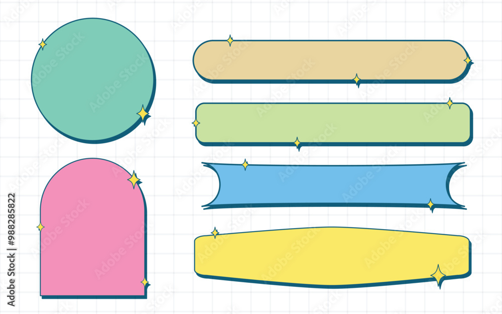 Retro text box Element Shape Set, 70's 80's label element style ...