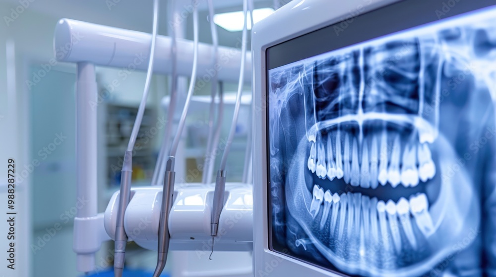 Dental X-ray Machine: Used to capture images of the teeth and jaw, this ...