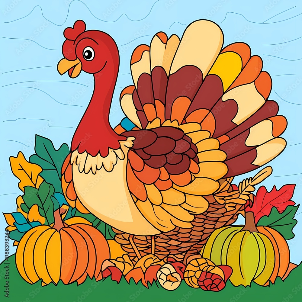 Ilustração Fun Thanksgiving Color by Number Worksheet with Cute Turkey ...