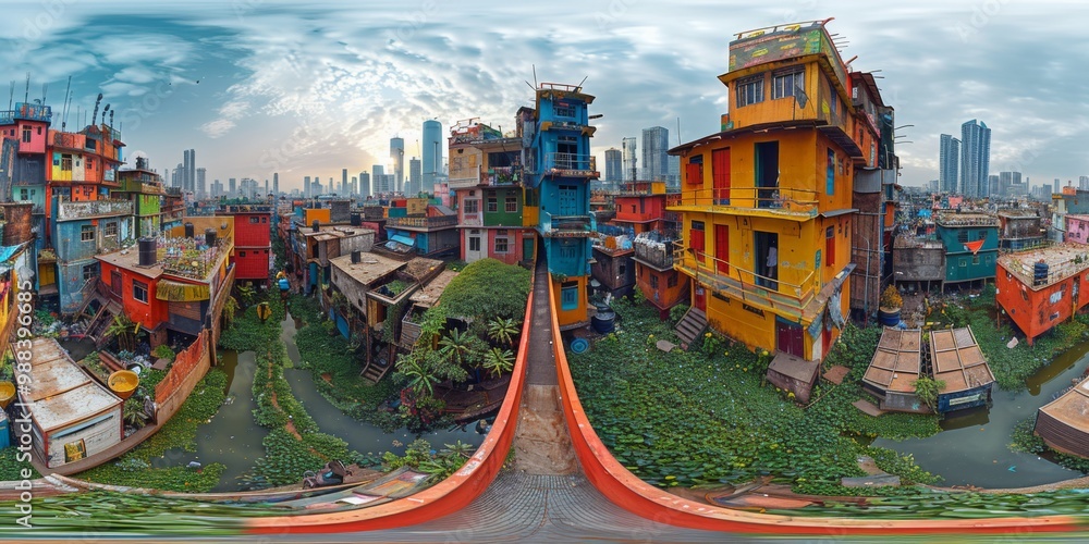 An immersive 360-degree equirectangular panorama of Mumbai in the ...