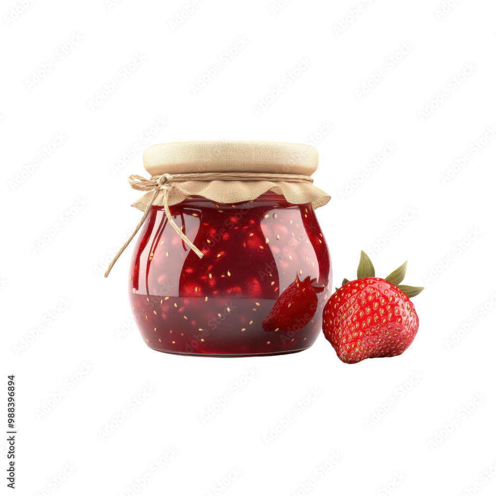 Realistic jar of strawberry jam with seeds visible. png, transparent ...
