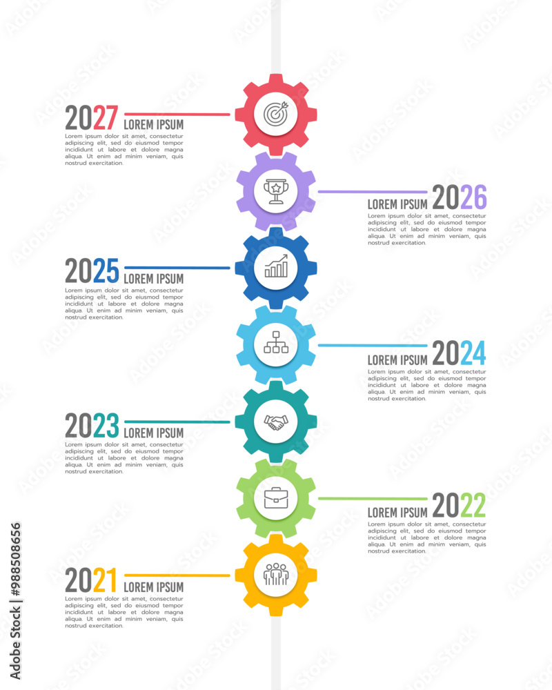 7th Anniversary Celebration Vertical. Infographic Cogwheel Design ...