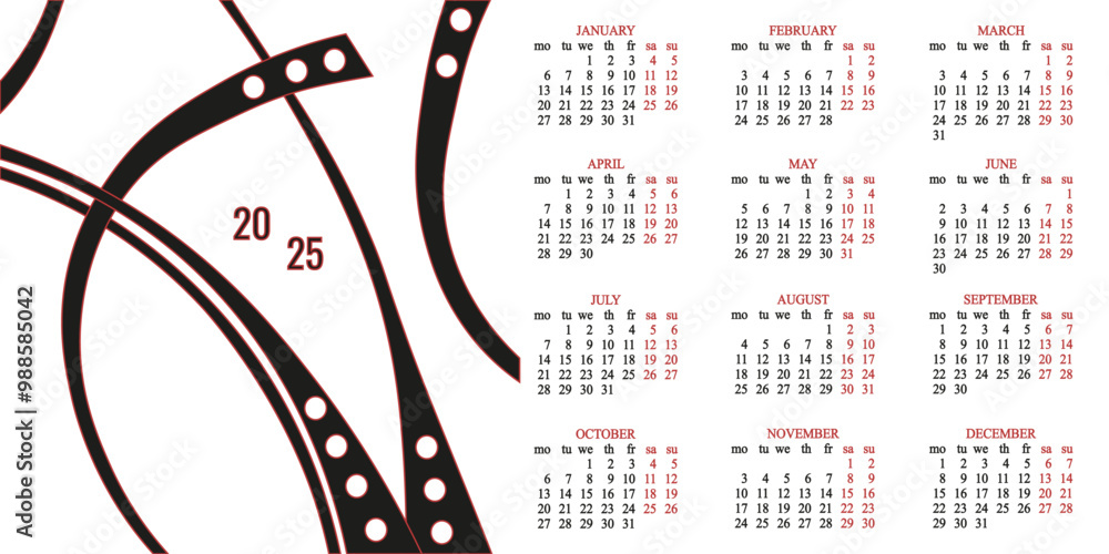 2025 Calendar with Abstract geometric shapes. 2025 calendar with ...