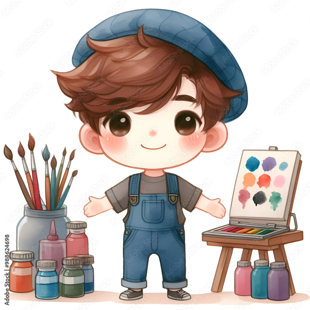 Stock-Illustration „Cute Boys Clipart, Chibi Boy, Children Clipart ...
