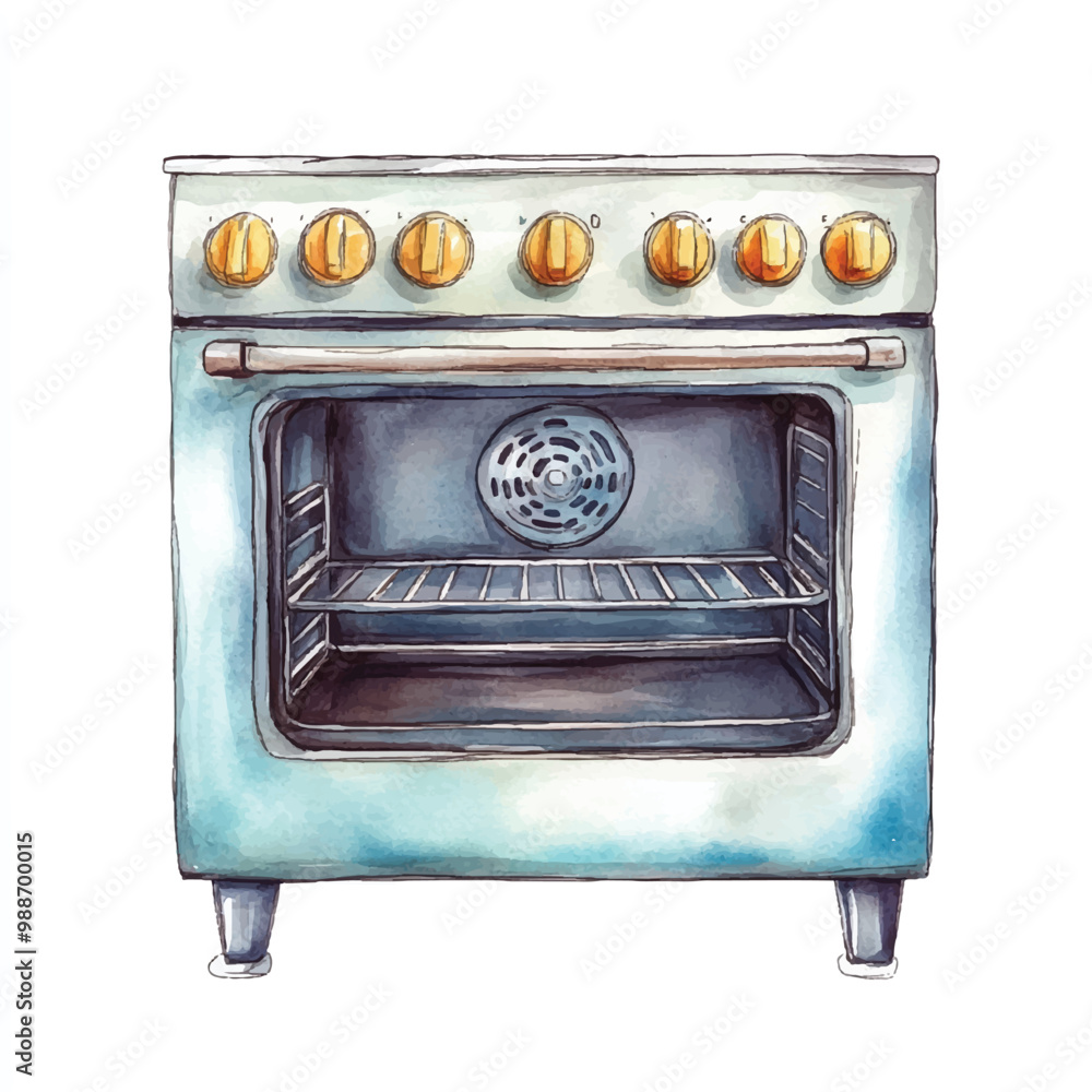 oven watercolor clipart illustration isolate Stock Vector | Adobe Stock