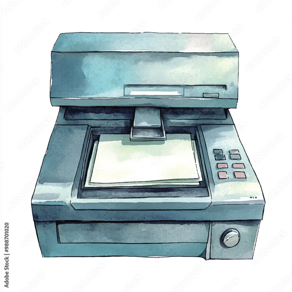 Printer watercolor clipart illustration isolate Stock Vector | Adobe Stock
