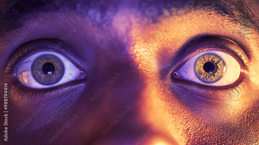 insomnia concept: front view, a photo of the face of an insomnia man ...