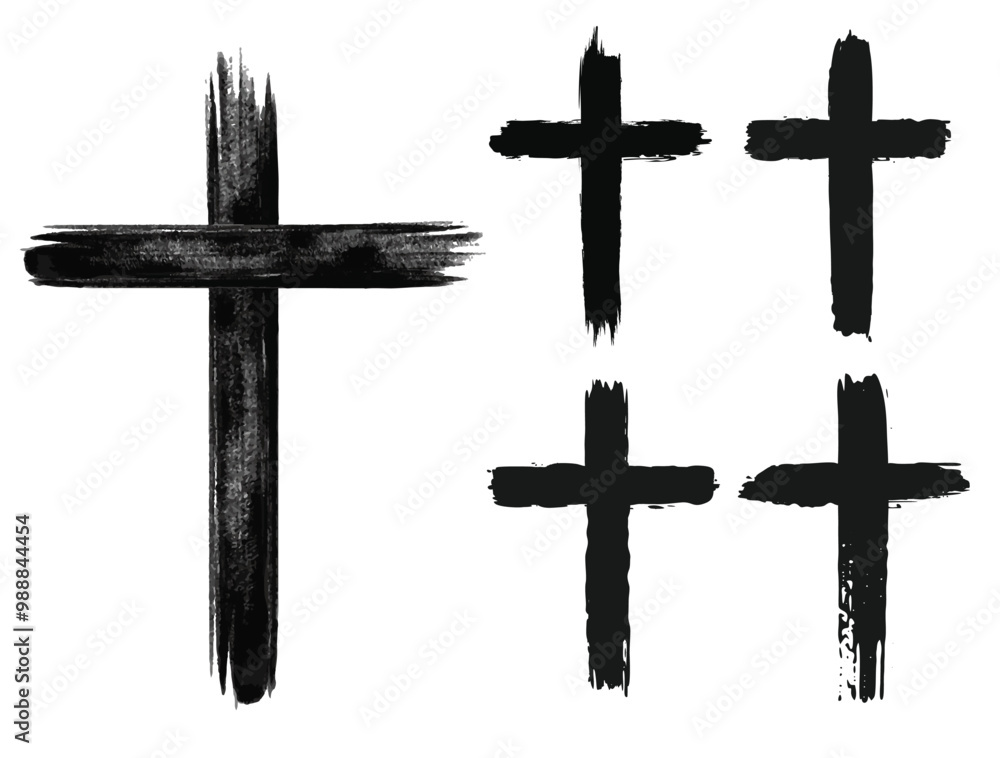 Hand Drawn Christian Cross Icons Collection: Vector Symbols of Faith ...