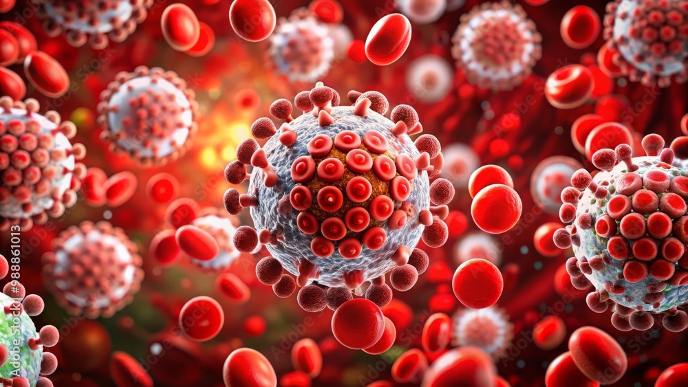 A digital representation of hemoglobin molecules, densely packed inside ...