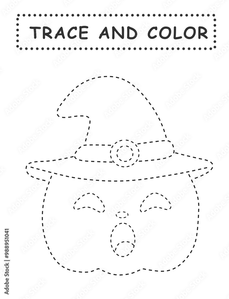 Trace and color for children. Handwriting practice. Coloring page for ...