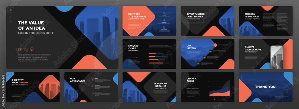 Creative Powerpoint presentation template set. Modern Keynote ...