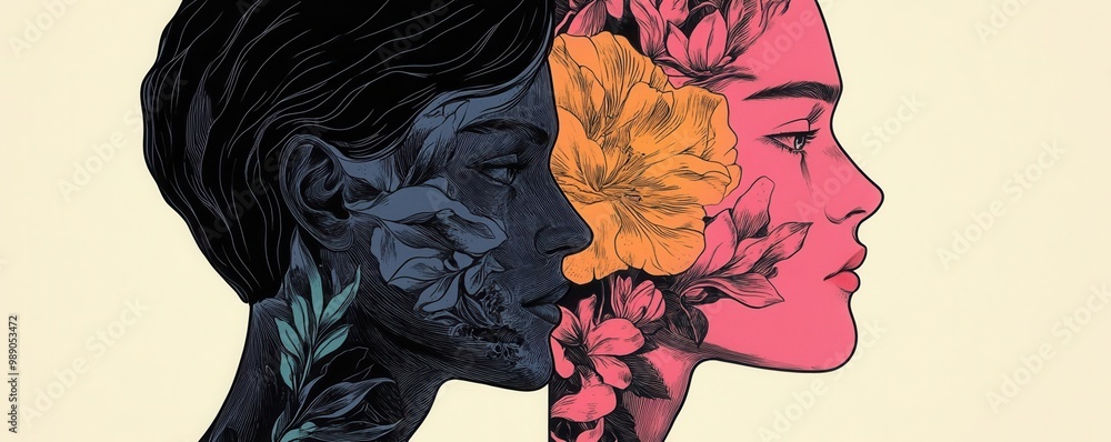 Precision illustrations of gender identity through sharp contrasts ...