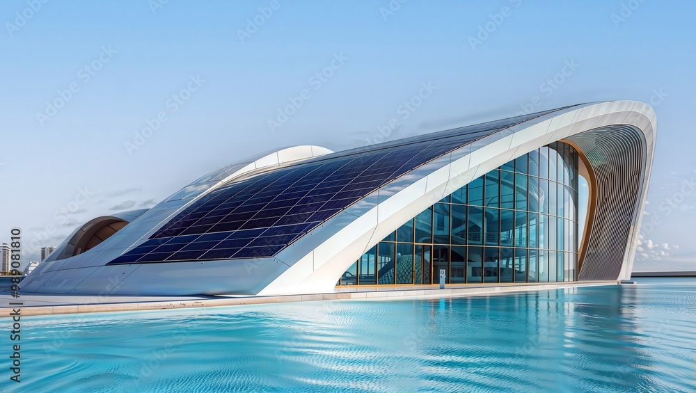 Solar Pavilion. Description: Modern, sustainable architecture with ...