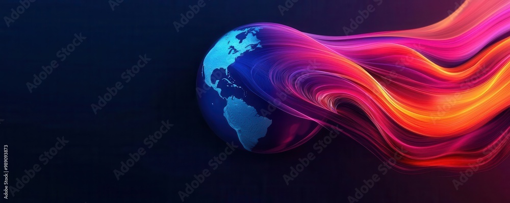 Stylized infographic of global temperature rise with carbon emissions ...