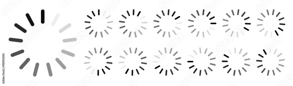 Round Cyclic Progress Bar Icons for Upload Download, All Keyframes ...