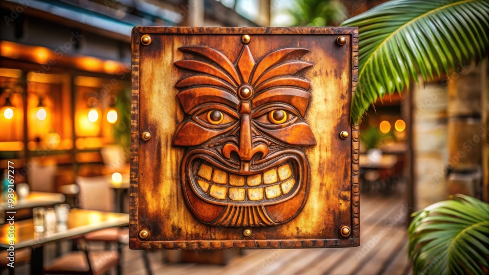 Vintage tiki bar metal sign with a rusted finish, perfect for adding a ...