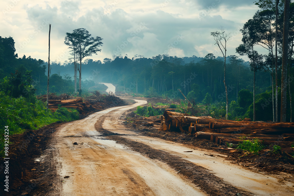 Deforestation impacts, forest logging, environmental destruction ...