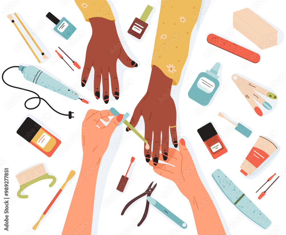 Manicure procedure background. Fingernails care procedure in manicure ...