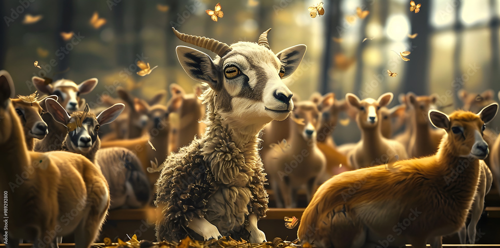 Fotografie Whimsical world imagining animals in human roles playful ...