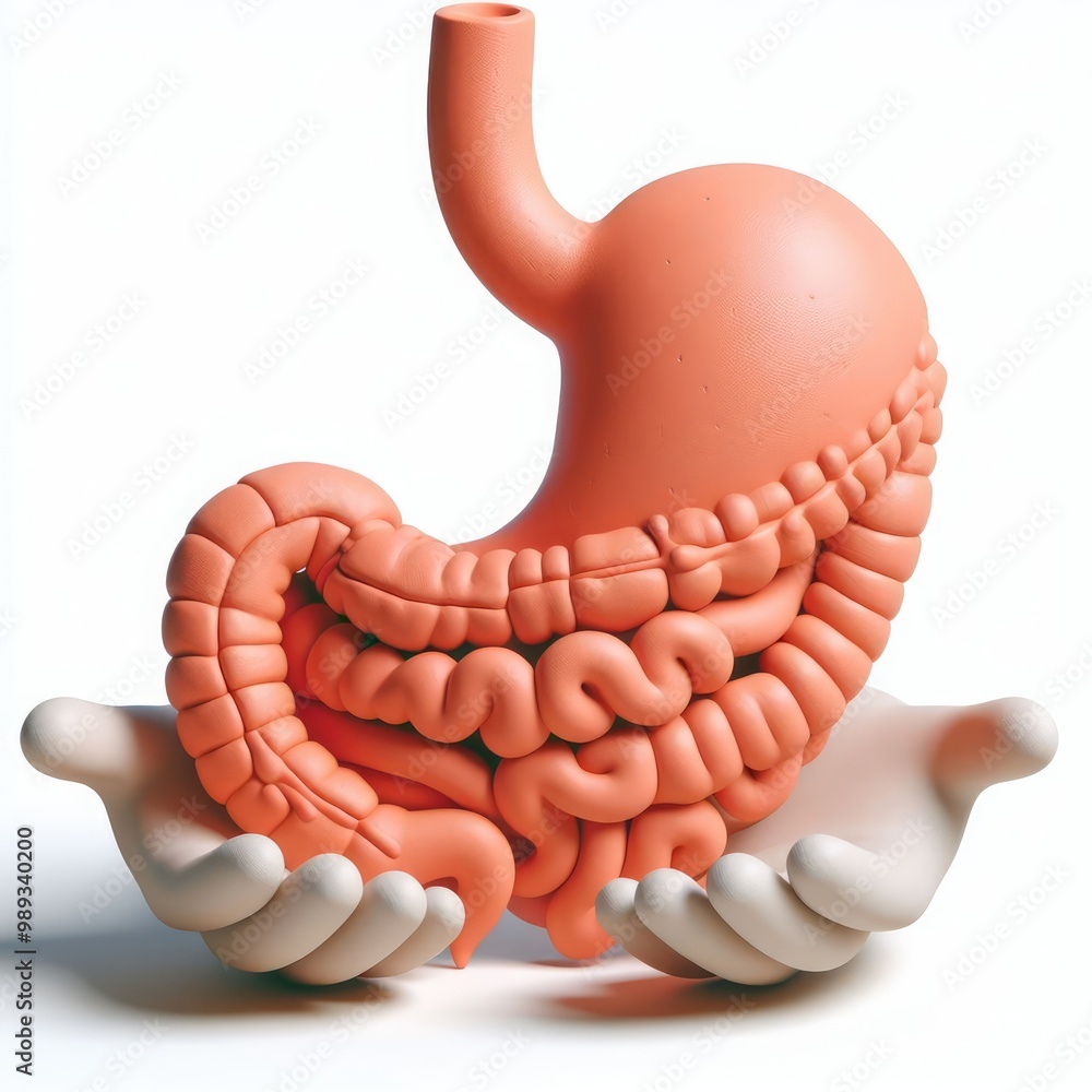 Anatomy of the human stomach. 3D cartoon simple illustration for ...