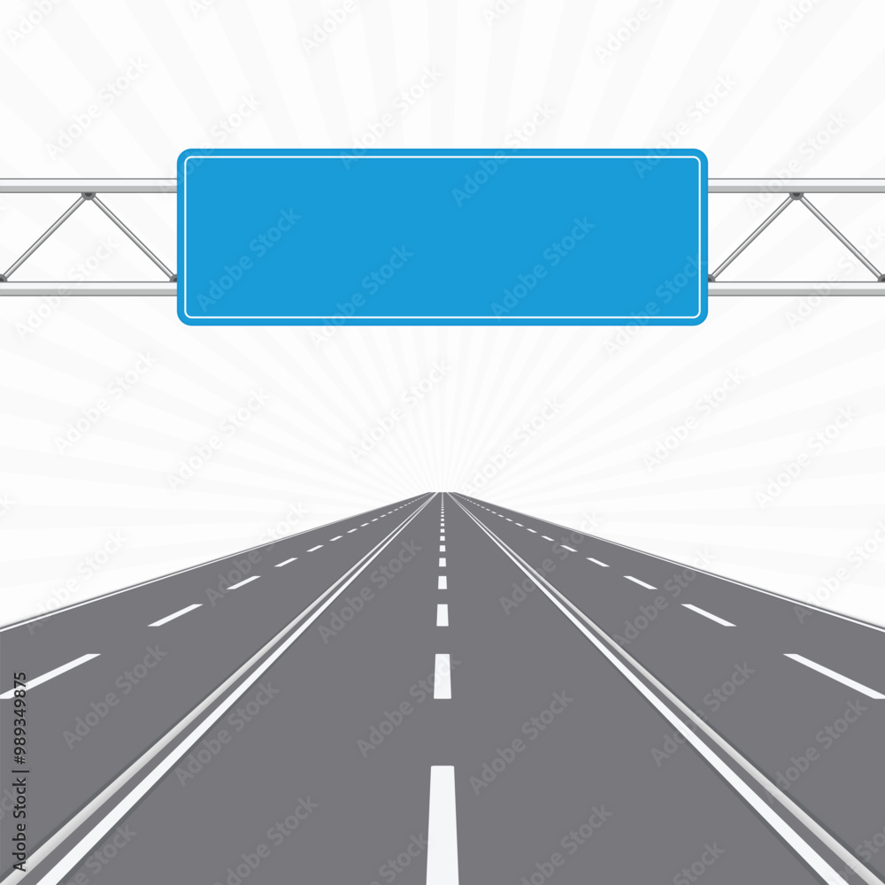 Vector de Stock Road sign and straight road. Blank traffic signs ...
