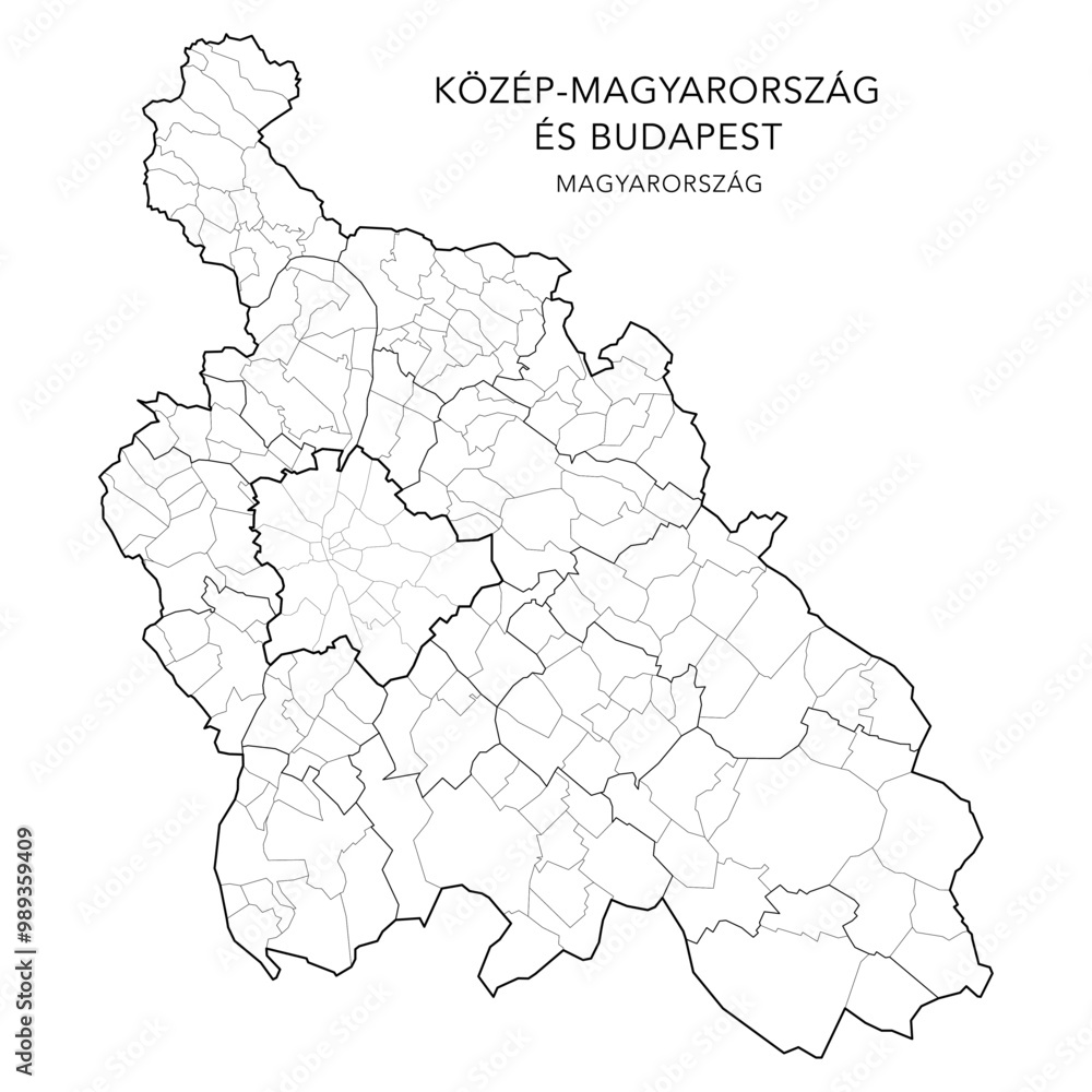 Administrative Map of Central Hungary Region (Közép-Magyarország) with ...