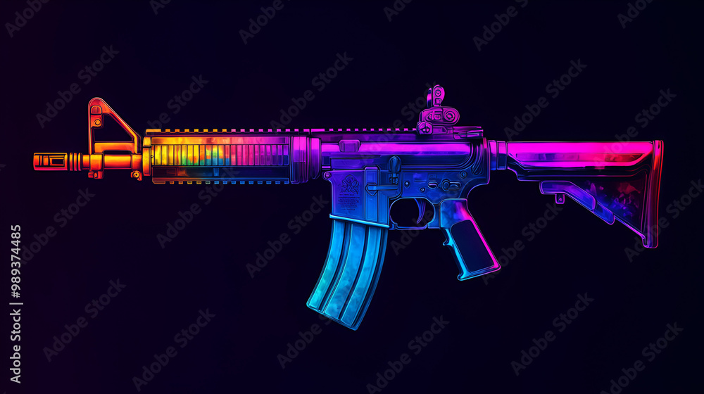Stylized image of a rifle with a splash of color, ideal for military ...
