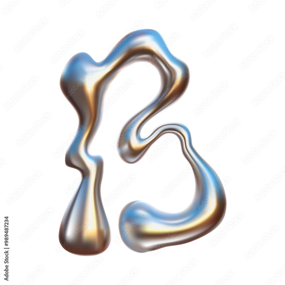 Chrome Bubble Typeface Design. Letter - B. Contemporary vector English alphabet with glossy ...
