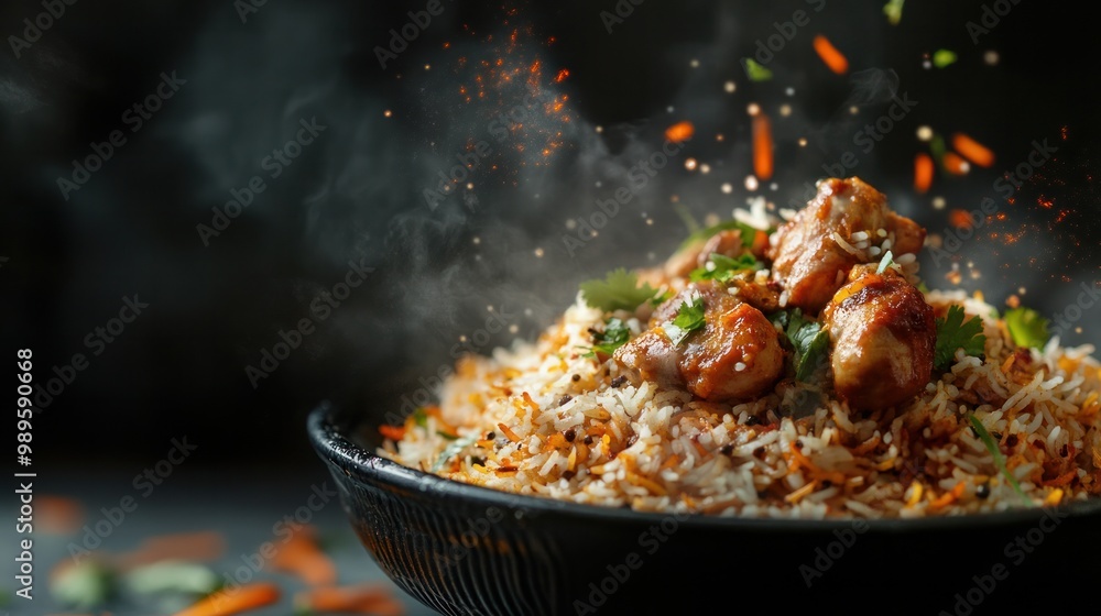 Indian chicken biryani, food photography of spicy chicken biryani, food ...