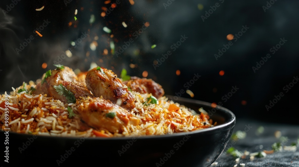 Indian chicken biryani, food photography of spicy chicken biryani, food ...