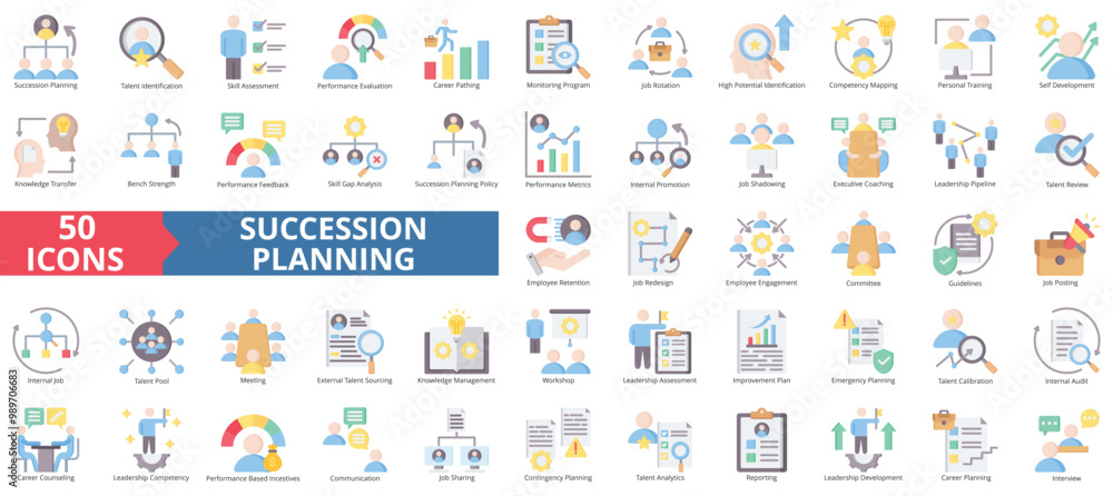 Succession planning icon collection set. Containing talent ...