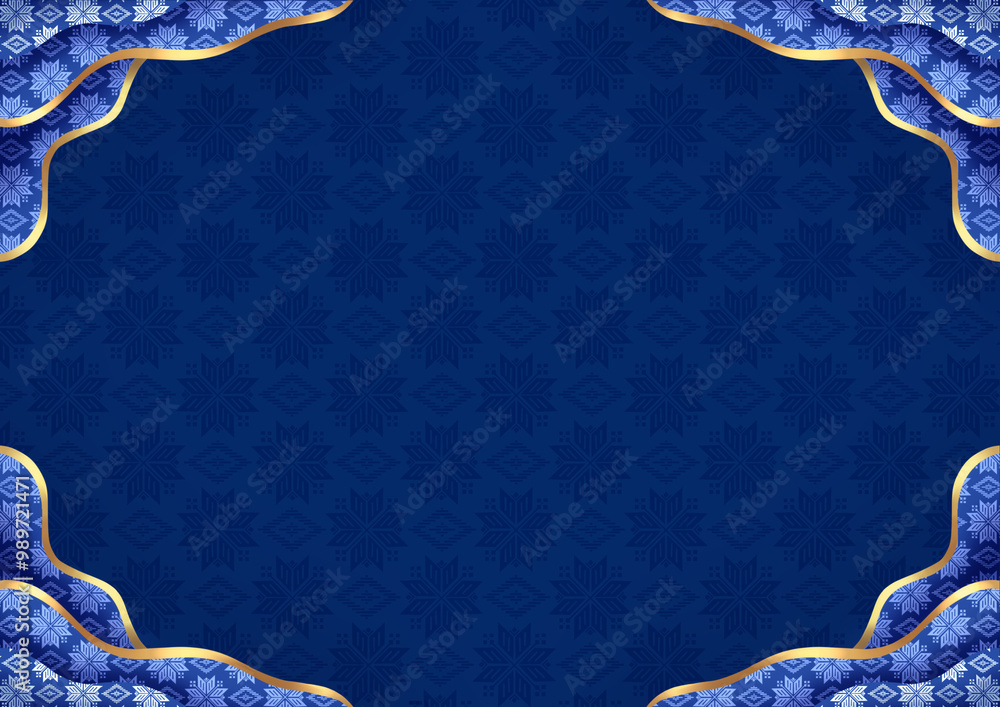 Golden blue background certificate template with traditional South ...