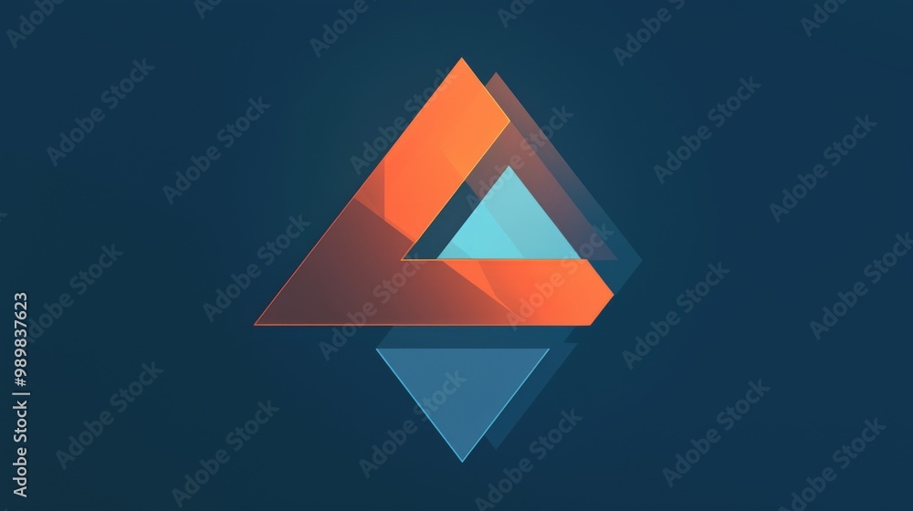 Flat geometric logo design featuring an orange triangle with minimal ...