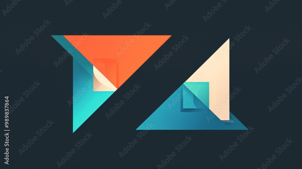 Flat geometric logo design featuring an orange triangle with minimal ...