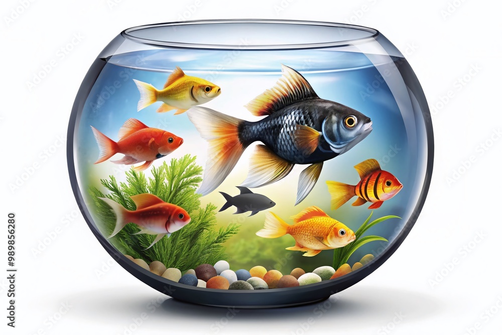 Black and White Fish Bowl Clipart Illustration for Use in Designs ...