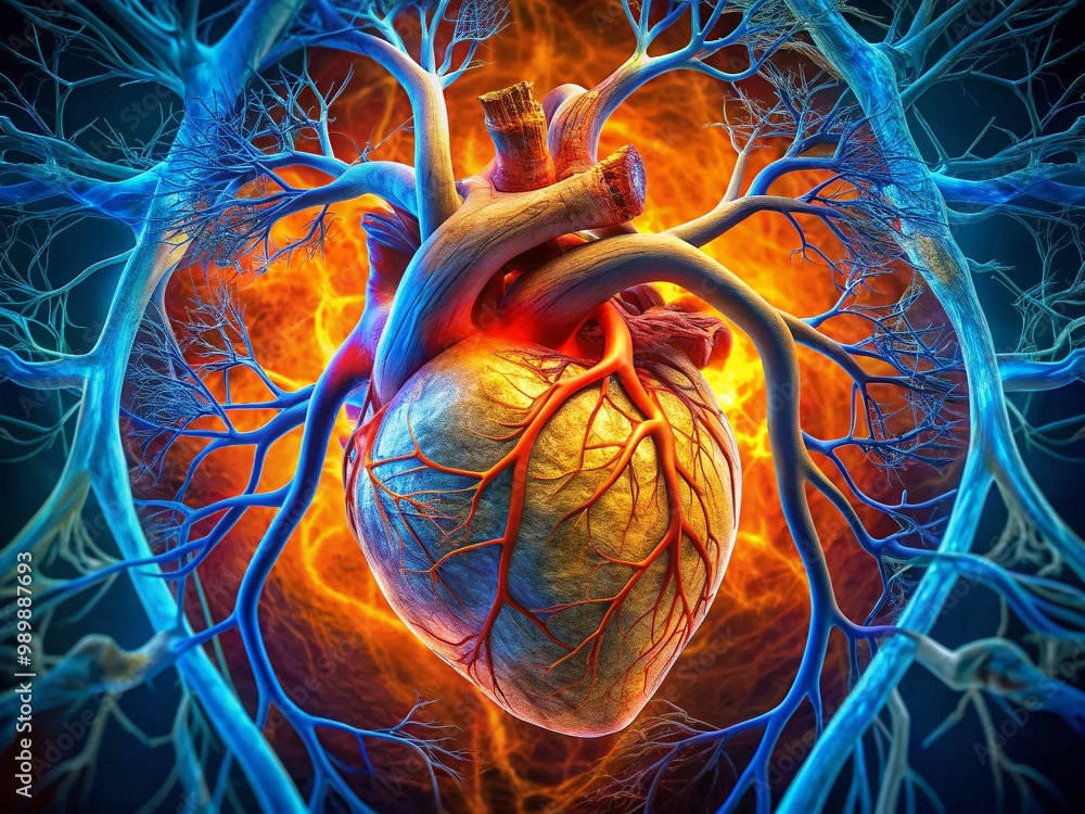 Detailed Coronary Angiography Image Showing Vascular Structures and ...