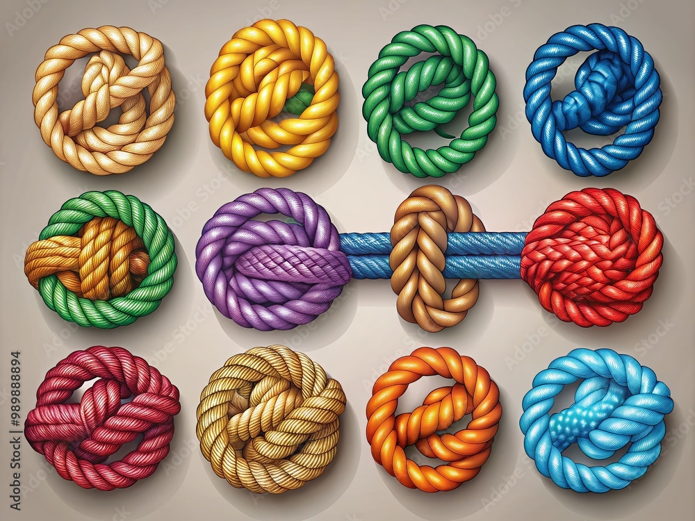 Detailed Vector Illustrations of Various Knots for Design, Crafts, and ...