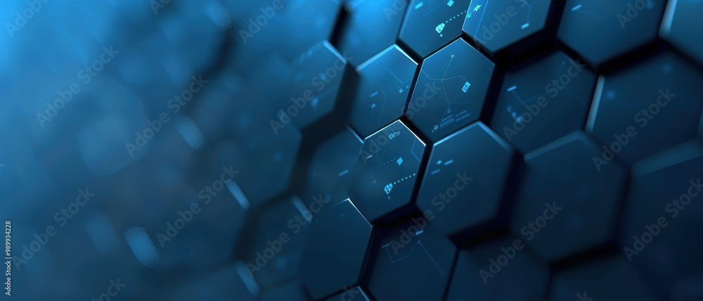 Futuristic Blue Hexagonal Tech Landscape, a sleek and innovative design ...