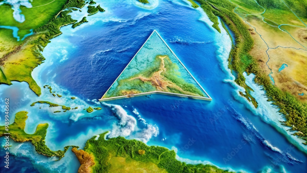 Map Highlighting the Mysterious Location of the Bermuda Triangle in the ...