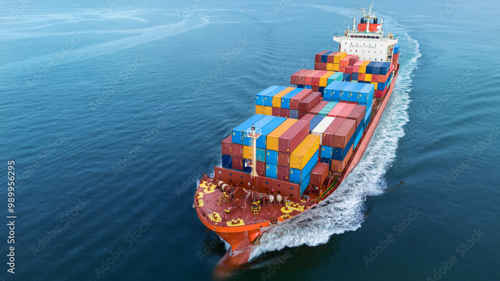 Cargo container ship carrying container and running out international ...