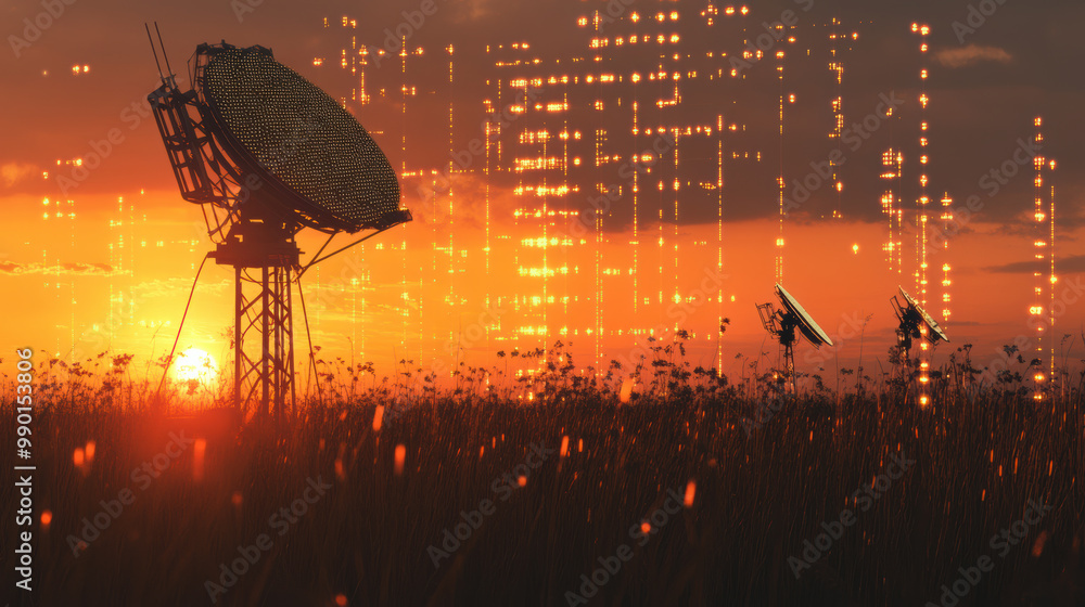 image showcases advanced radar technology against stunning sunset ...