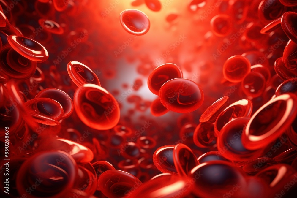 Red blood cells floating on a biological background. Suitable for ...