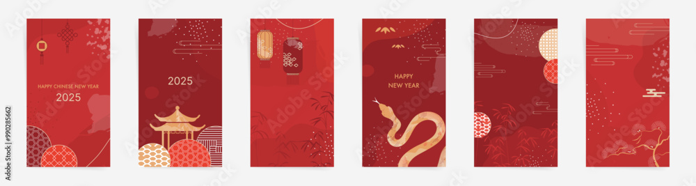Vector de Stock 2025 Chinese New Year of the Snake Background with ...