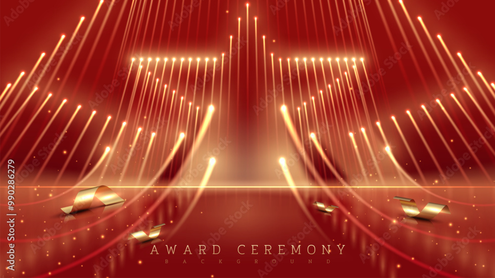 Luxury background with radiant lines forming a glowing star over a red ...