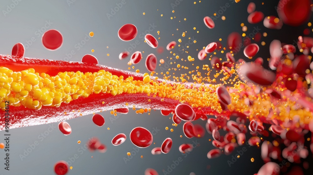 Atherosclerosis Close-Up: Artery With Cholesterol Deposits Narrowing ...