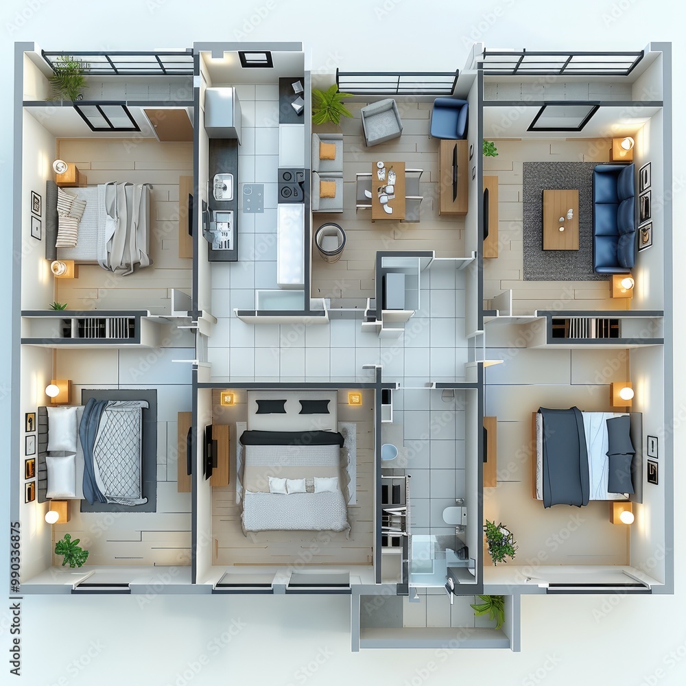A functional floor plan for a 3 bedroom 2 bathroom single story house ...